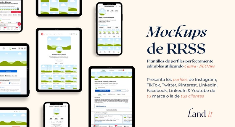 Editable Social Media Profile Mock Ups in Canva - Etsy Australia