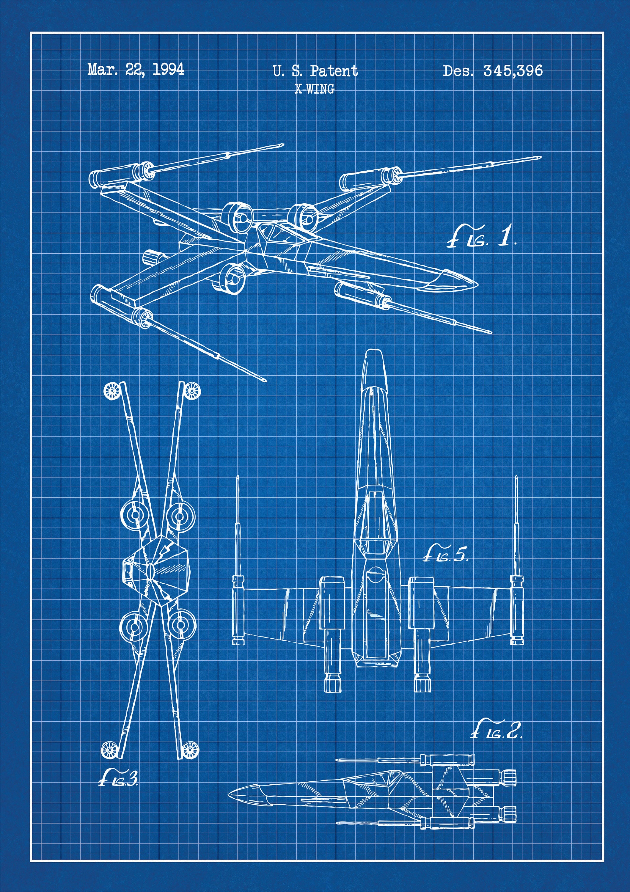 Star Wars X-Wing Blueprint Graphic Art patent hdd poster - Etsy España