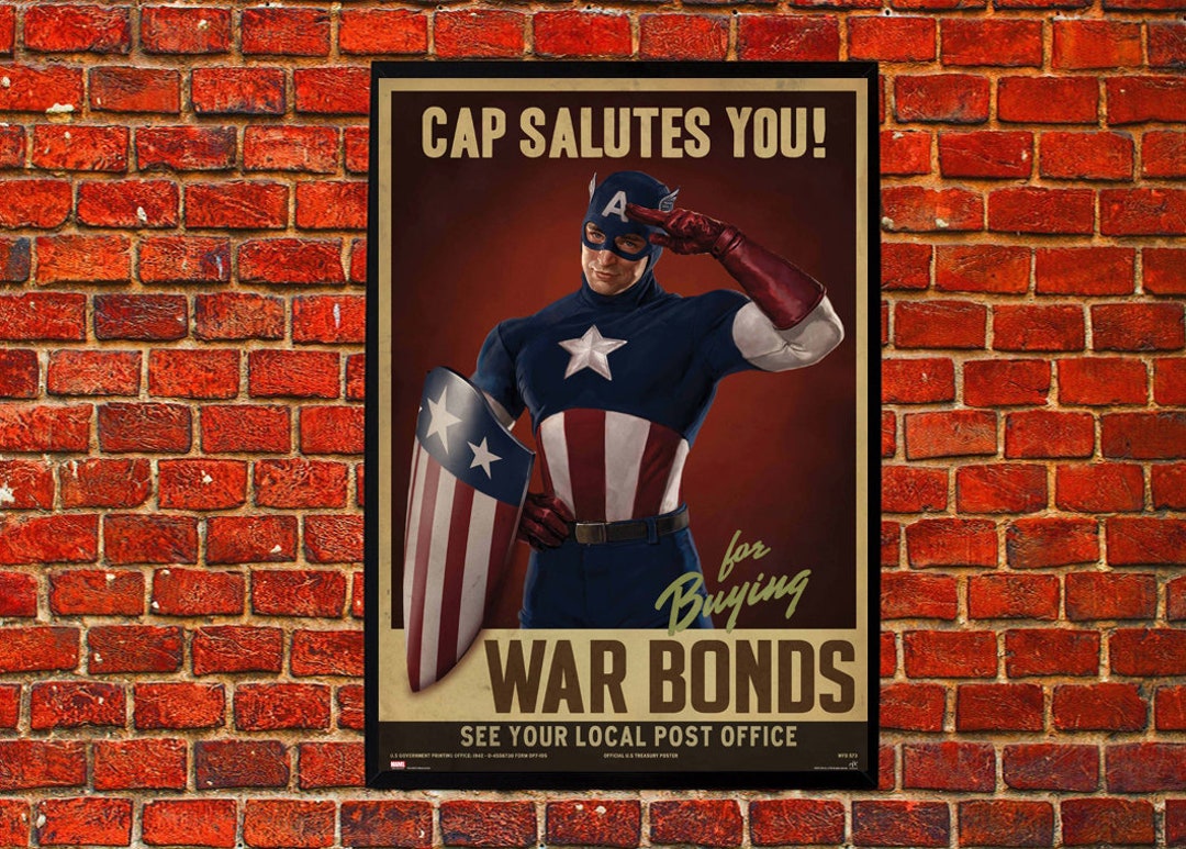 Captain America Cap Salutes You War Bonds Superhero Propaganda - Etsy