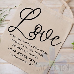 Love Bears All Things Scripture SVG, Love Never Fails Bible Verse ...