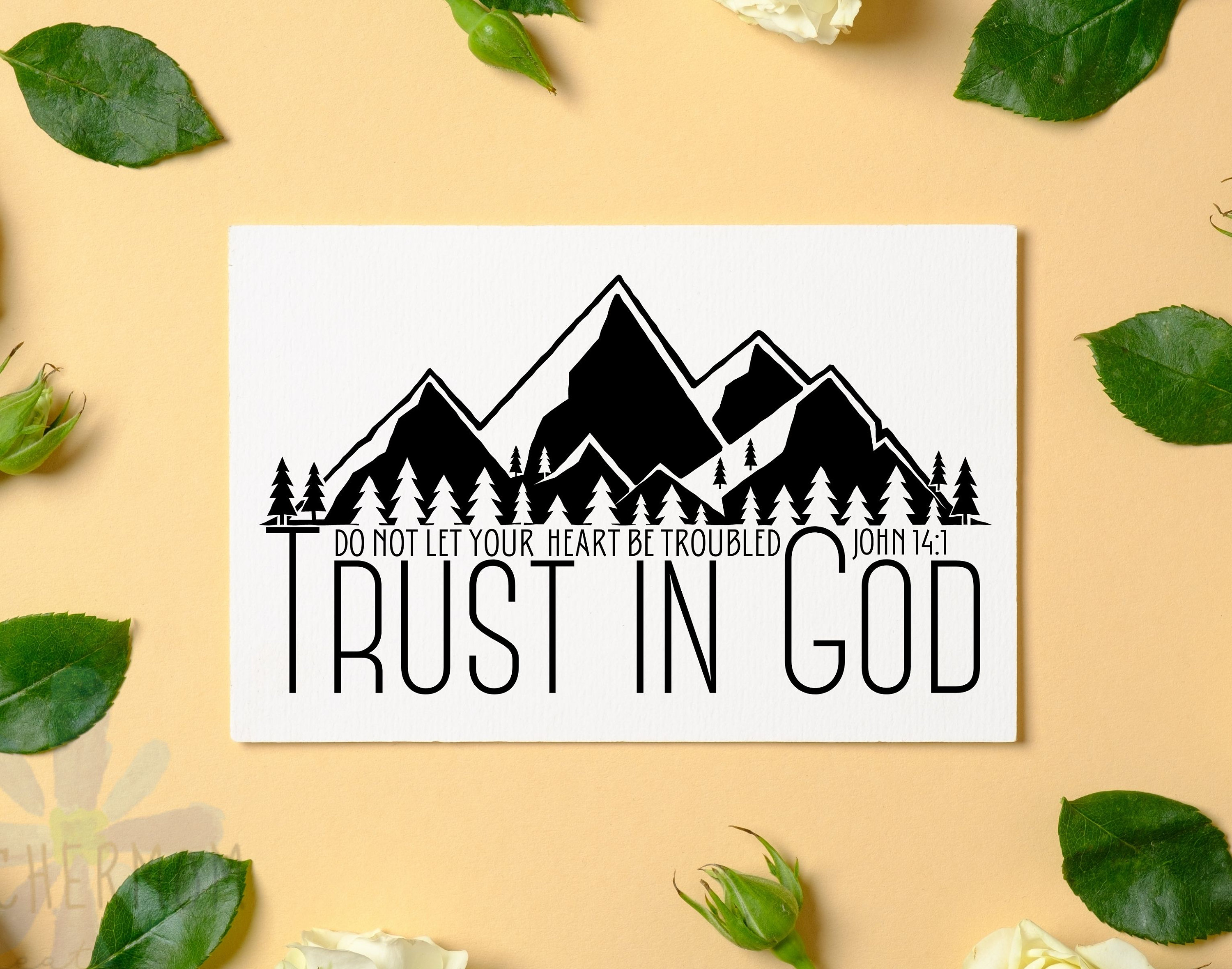 Trust in God SVG Digital Design * John 14:1 Bible Verse PNG * Scripture ...
