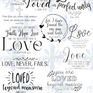 Love Bible Verse SVG Bundle: Christian Wedding Sign Designs (digital ...