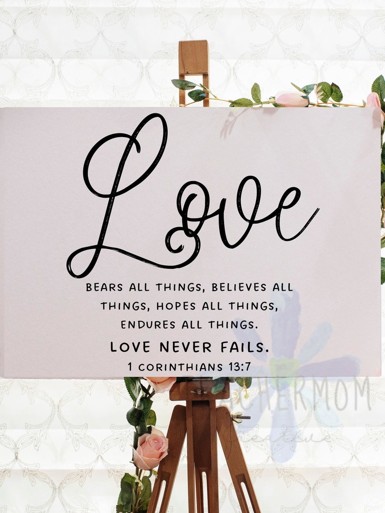 Love Bears All Things Scripture SVG, Love Never Fails Bible Verse ...