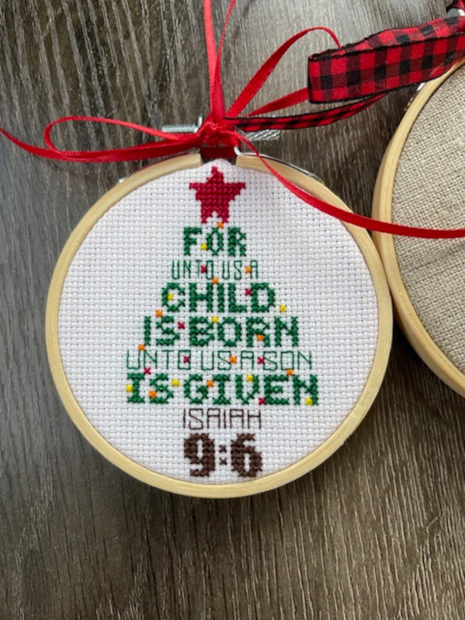 Isaiah 9:6, for Unto Us a Child is Born, Christmas Ornament, Cross ...