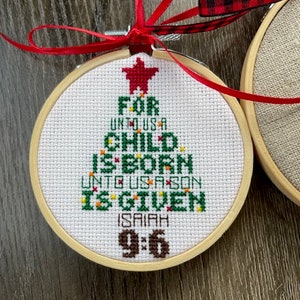 Isaiah 9:6, for Unto Us a Child is Born, Christmas Ornament, Cross ...