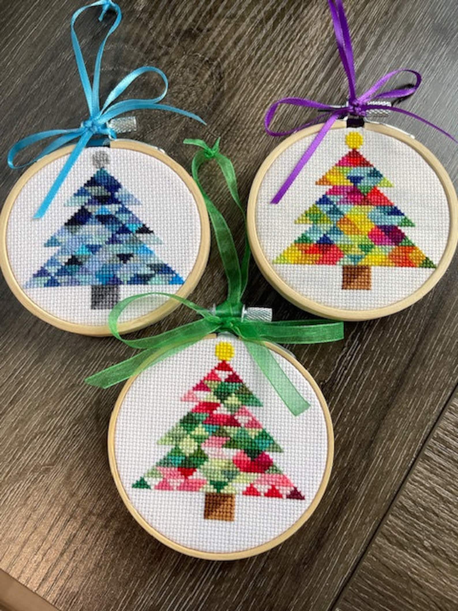 All Three (3) Patchwork Christmas Tree Cross Stitch Patterns (instant ...