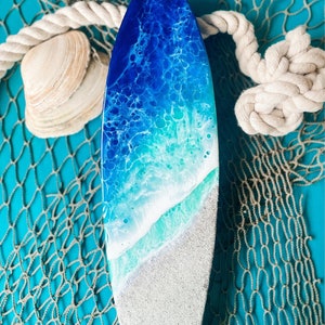 Ocean Resin Surfboard, Resin Ocean Art, Ocean Wall Art, Local Sand ...