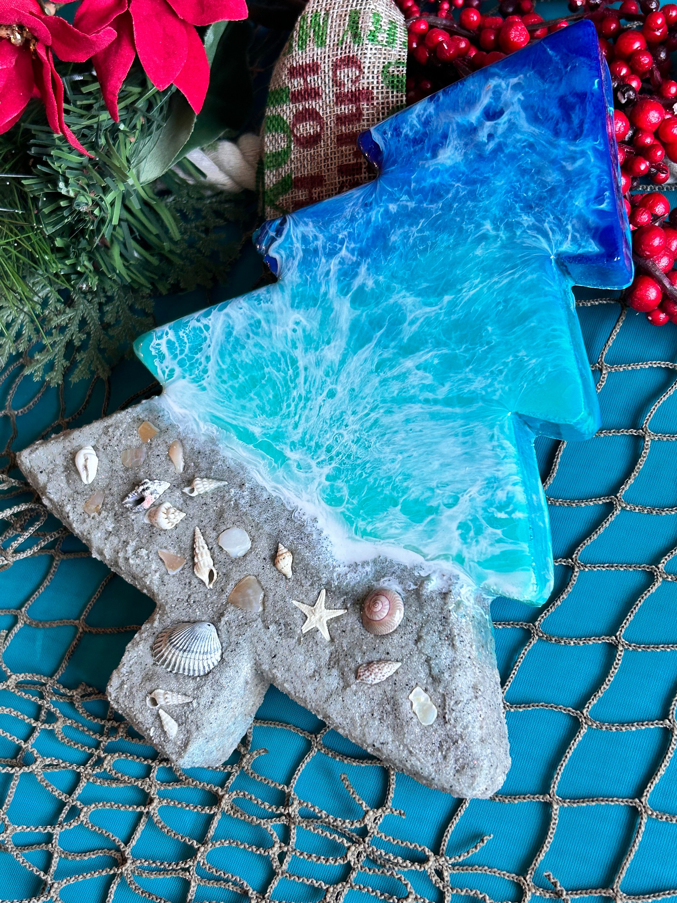 Ocean Christmas, Tree Wall Hanging, Beach Christmas, Nautical Christmas ...