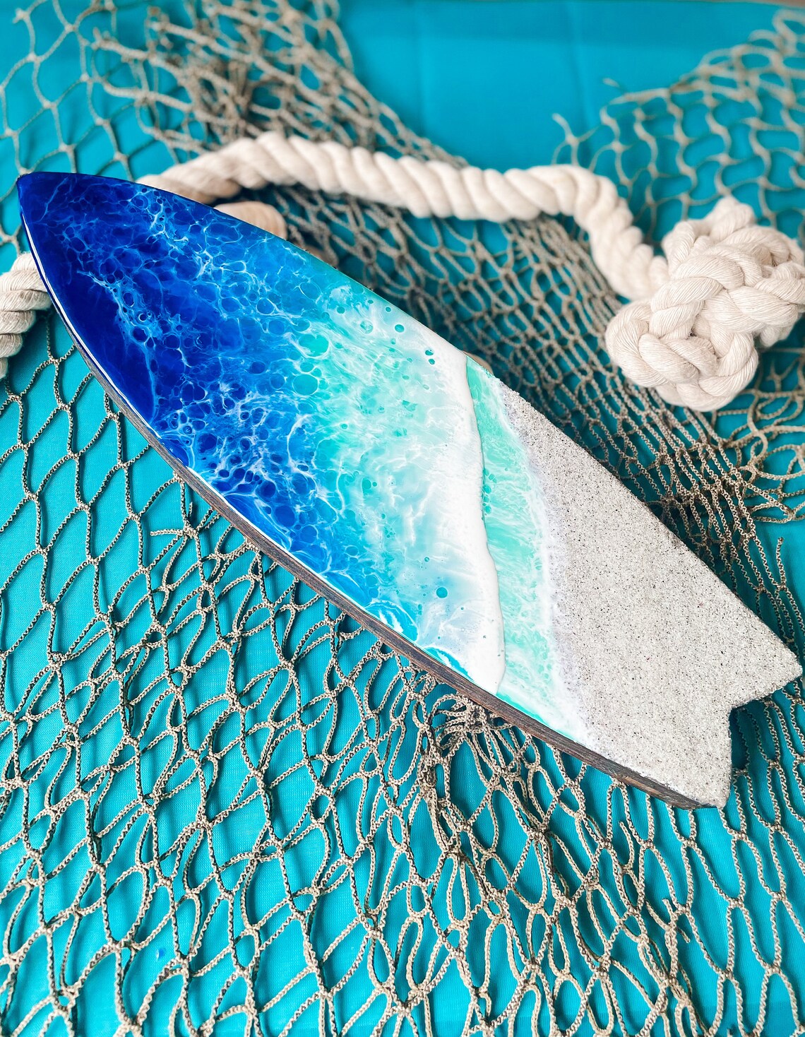 Ocean Resin Surfboard, Resin Ocean Art, Ocean Wall Art, Local Sand ...