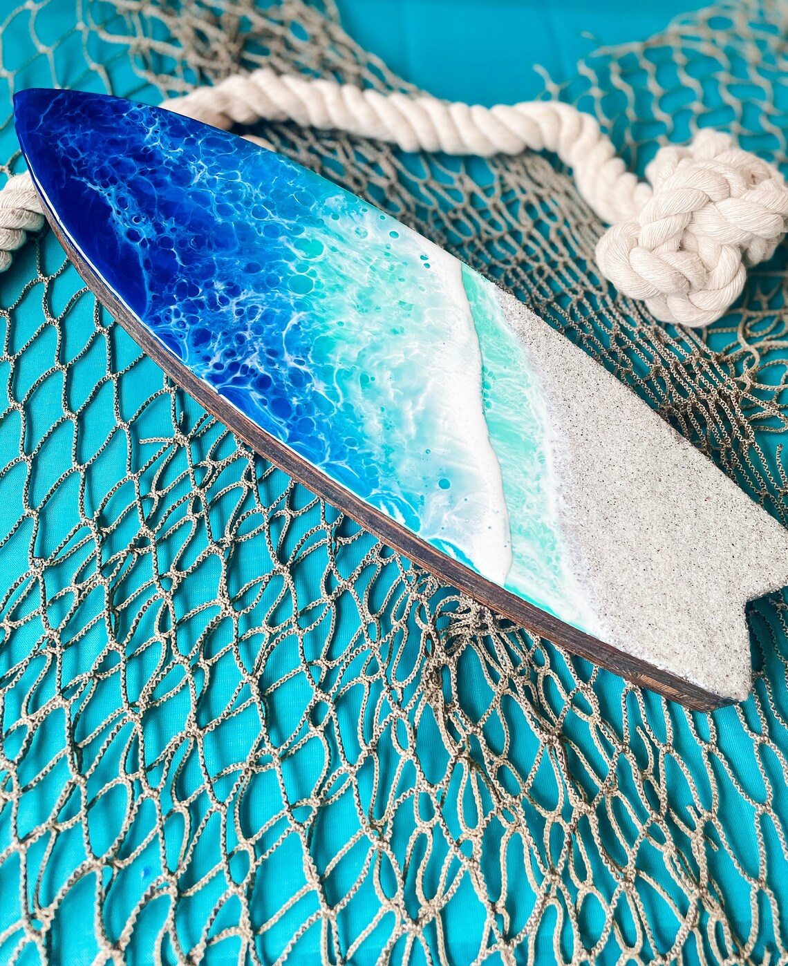 Ocean Resin Surfboard, Resin Ocean Art, Ocean Wall Art, Local Sand ...