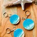 Wood Keychain With Ocean Waves & Charm, Resin Beach Keychain, Epoxy ...