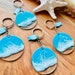 Acrylic Keychain With Ocean Waves & Charm, Resin Beach Keychain, Epoxy ...