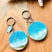 Wood Keychain With Ocean Waves & Charm, Resin Beach Keychain, Epoxy ...