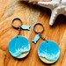 Wood Keychain With Ocean Waves & Charm, Resin Beach Keychain, Epoxy ...