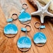 Acrylic Keychain With Ocean Waves & Charm, Resin Beach Keychain, Epoxy ...