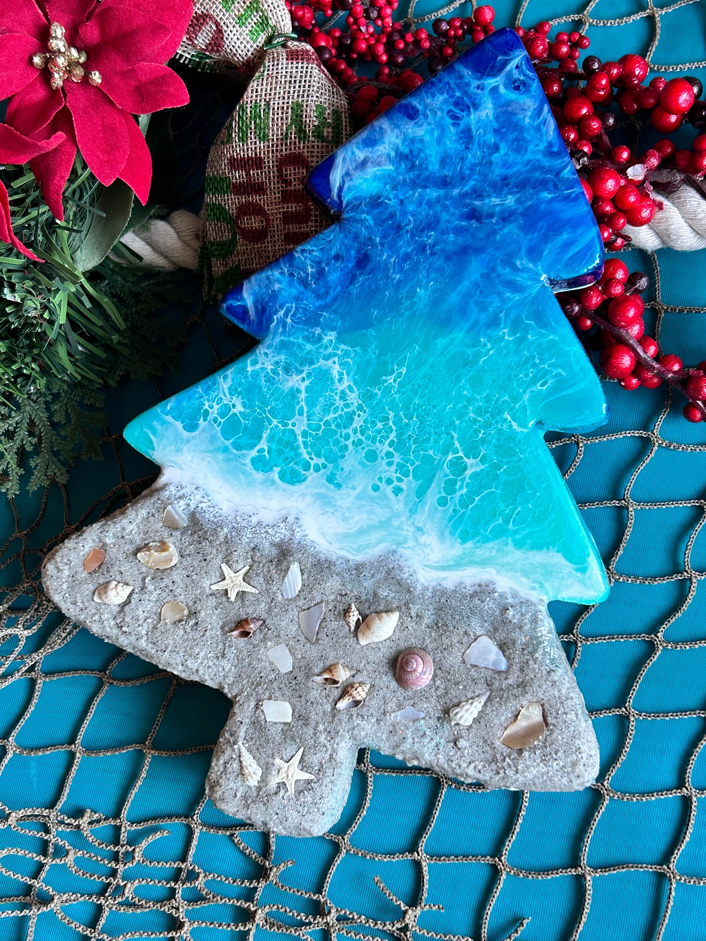 Ocean Christmas, Tree Wall Hanging, Beach Christmas, Nautical Christmas ...
