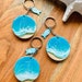 Wood Keychain With Ocean Waves & Charm, Resin Beach Keychain, Epoxy ...