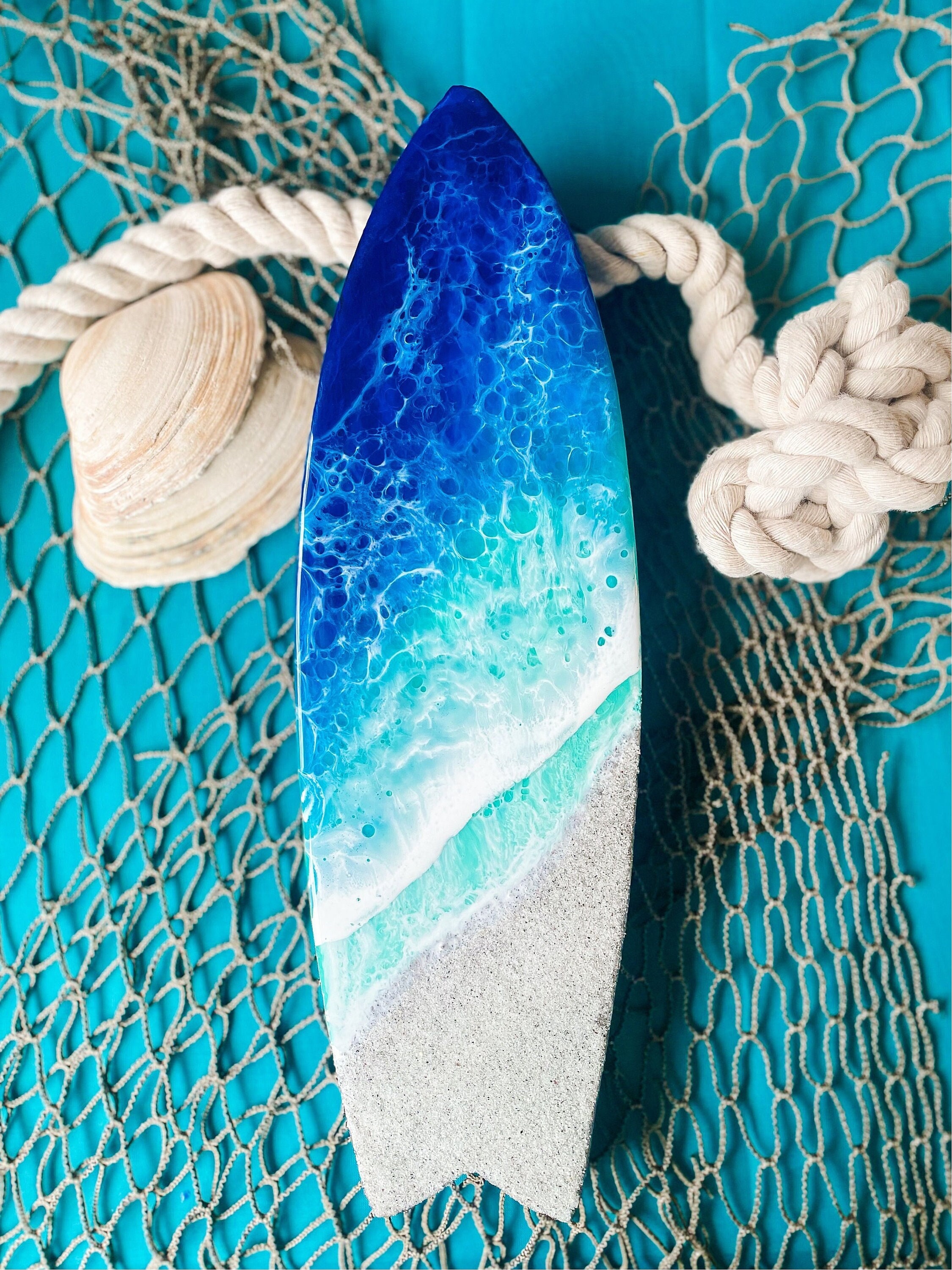 Ocean Resin Surfboard, Resin Ocean Art, Ocean Wall Art, Local Sand ...
