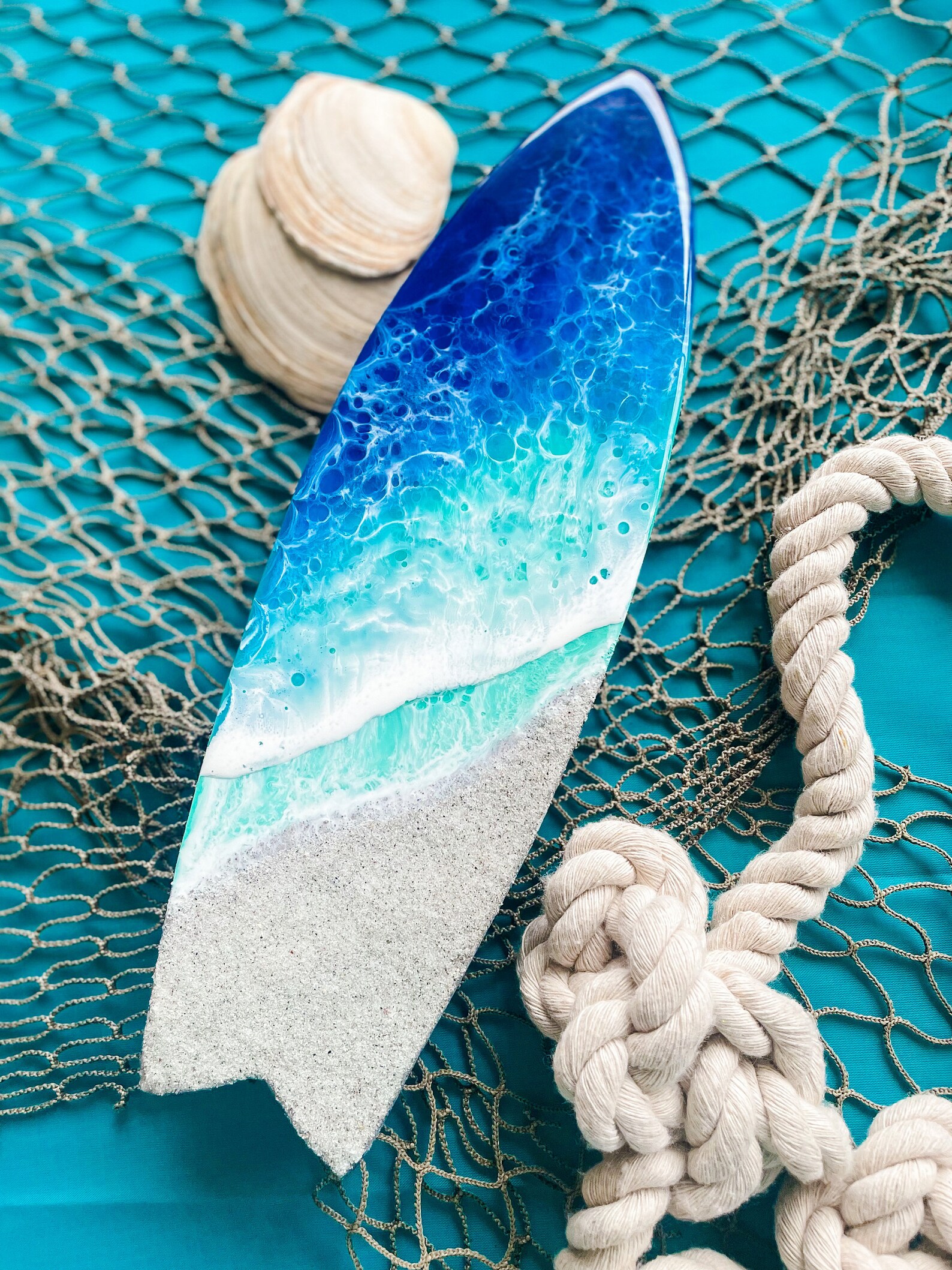 Ocean Resin Surfboard, Resin Ocean Art, Ocean Wall Art, Local Sand ...