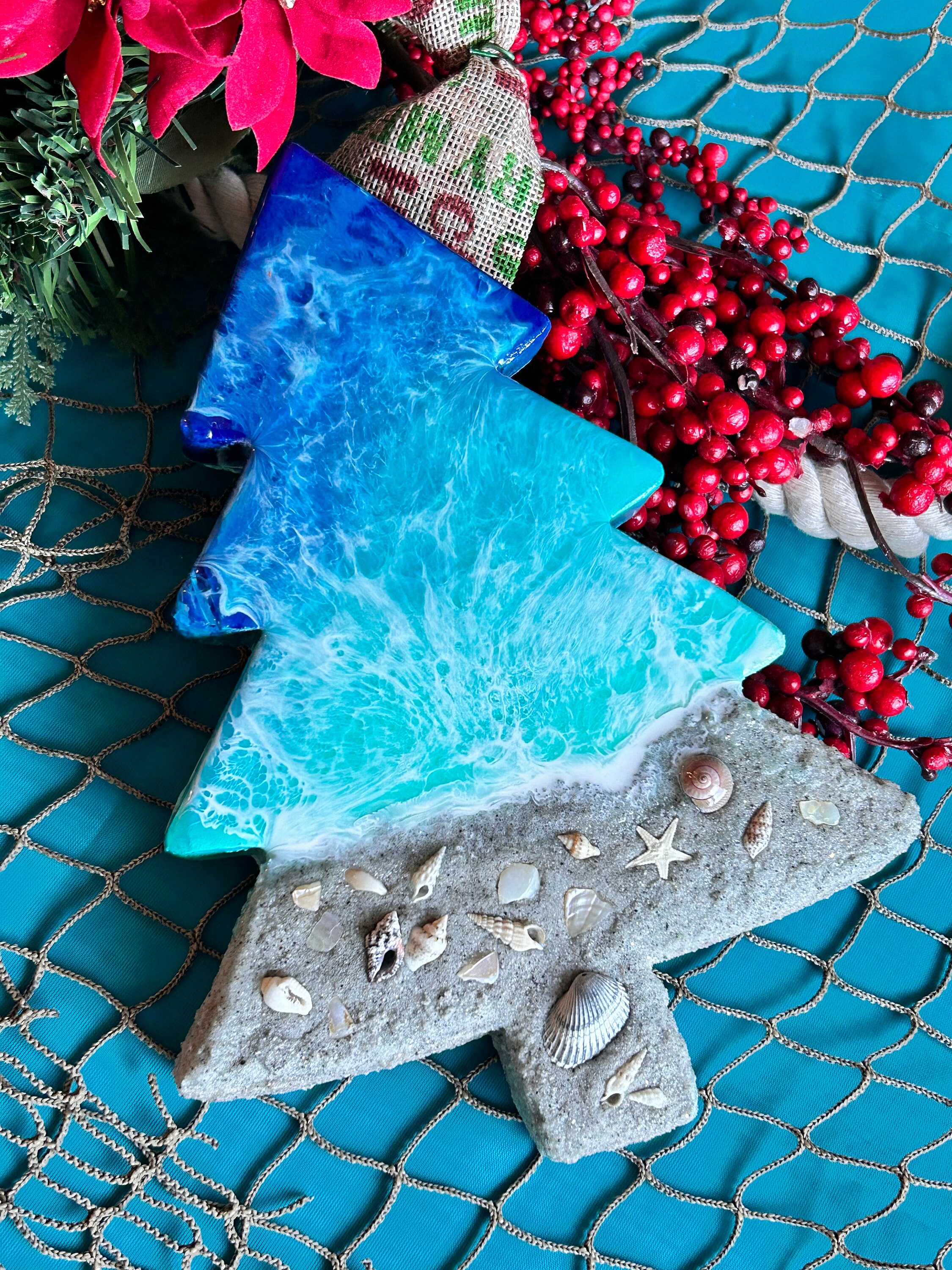 Ocean Christmas, Tree Wall Hanging, Beach Christmas, Nautical Christmas ...