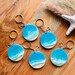 Wood Keychain With Ocean Waves & Charm, Resin Beach Keychain, Epoxy ...