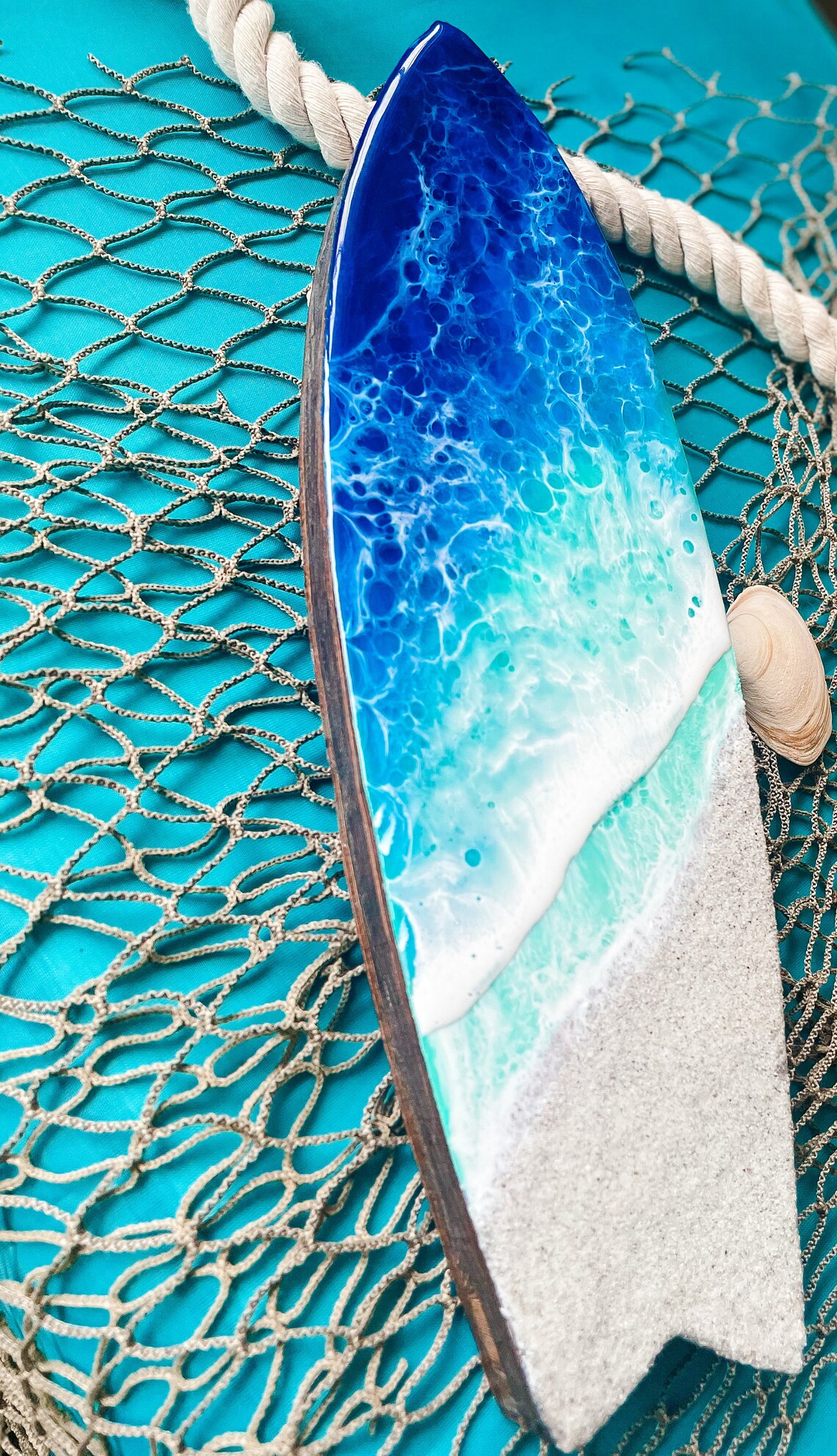 Ocean Resin Surfboard, Resin Ocean Art, Ocean Wall Art, Local Sand ...