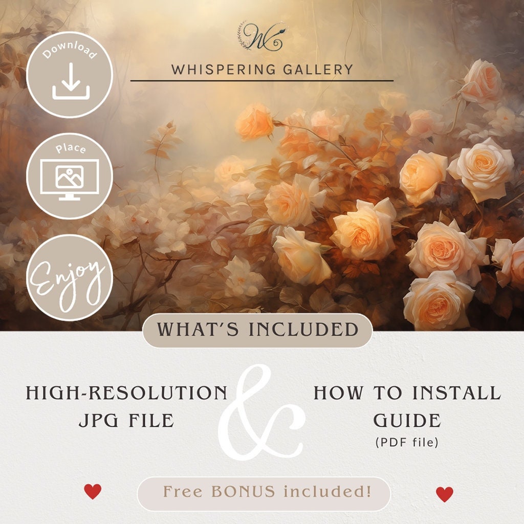 Warm Tones Bohemian Chic Rose Bush Frame TV Art, New Beginnings ...