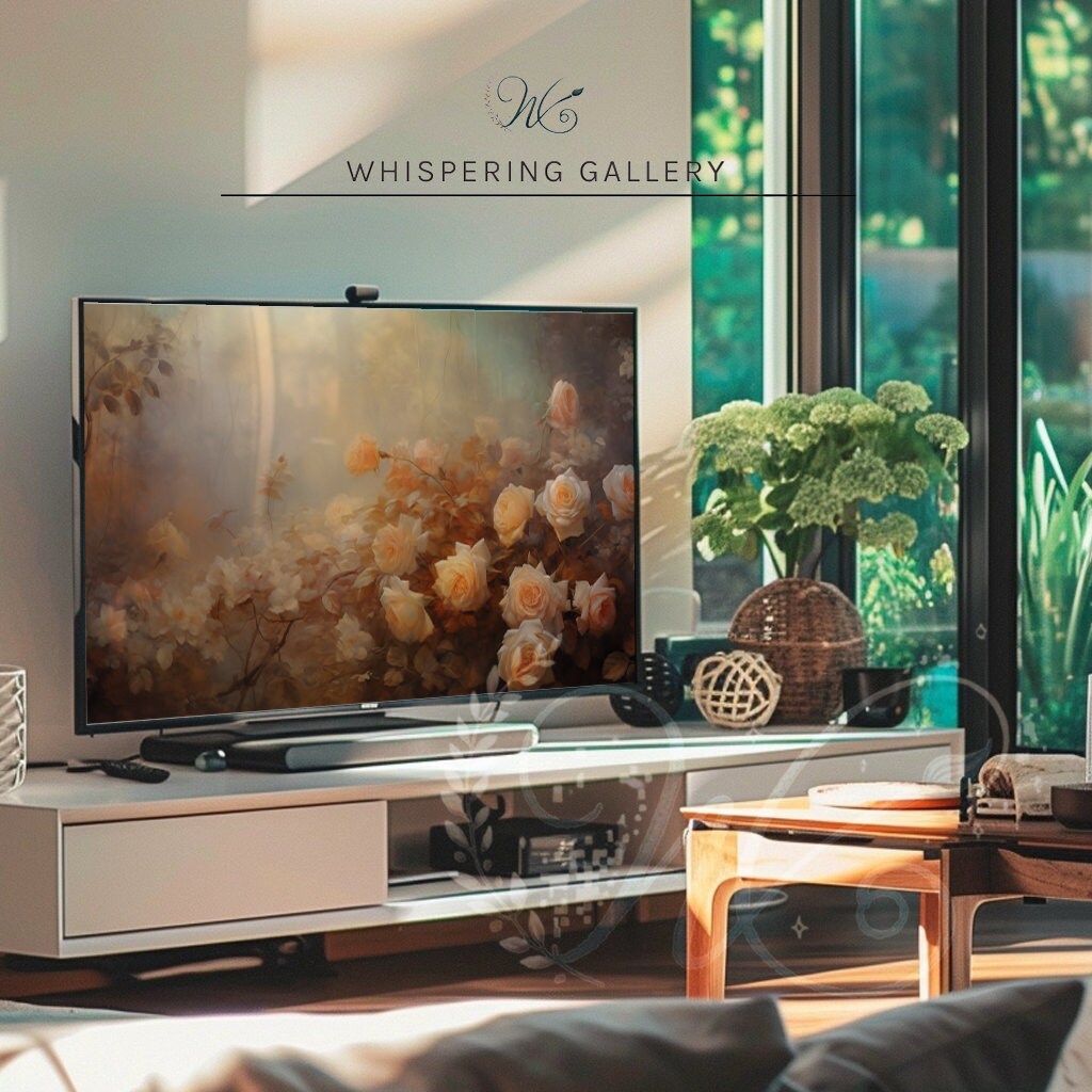 Warm Tones Bohemian Chic Rose Bush Frame TV Art, New Beginnings ...