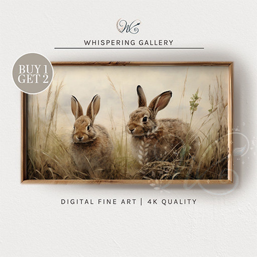 Oil Rabbits in Spring Awakening Warm Tones Digital Download Samsung TV ...