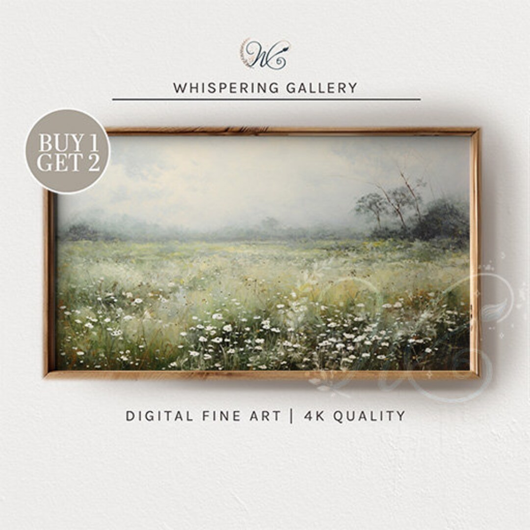 Impressionist Meadow in Vintage Spring Pastel Hues Digital Download ...