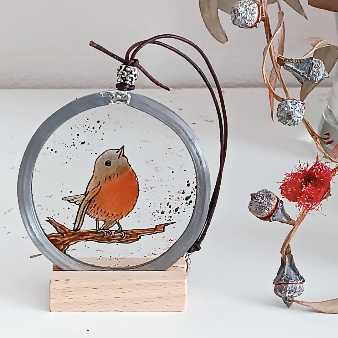 Hand-painted Robin Stained Glass Suncatcher, Birdwatcher Gift - Etsy