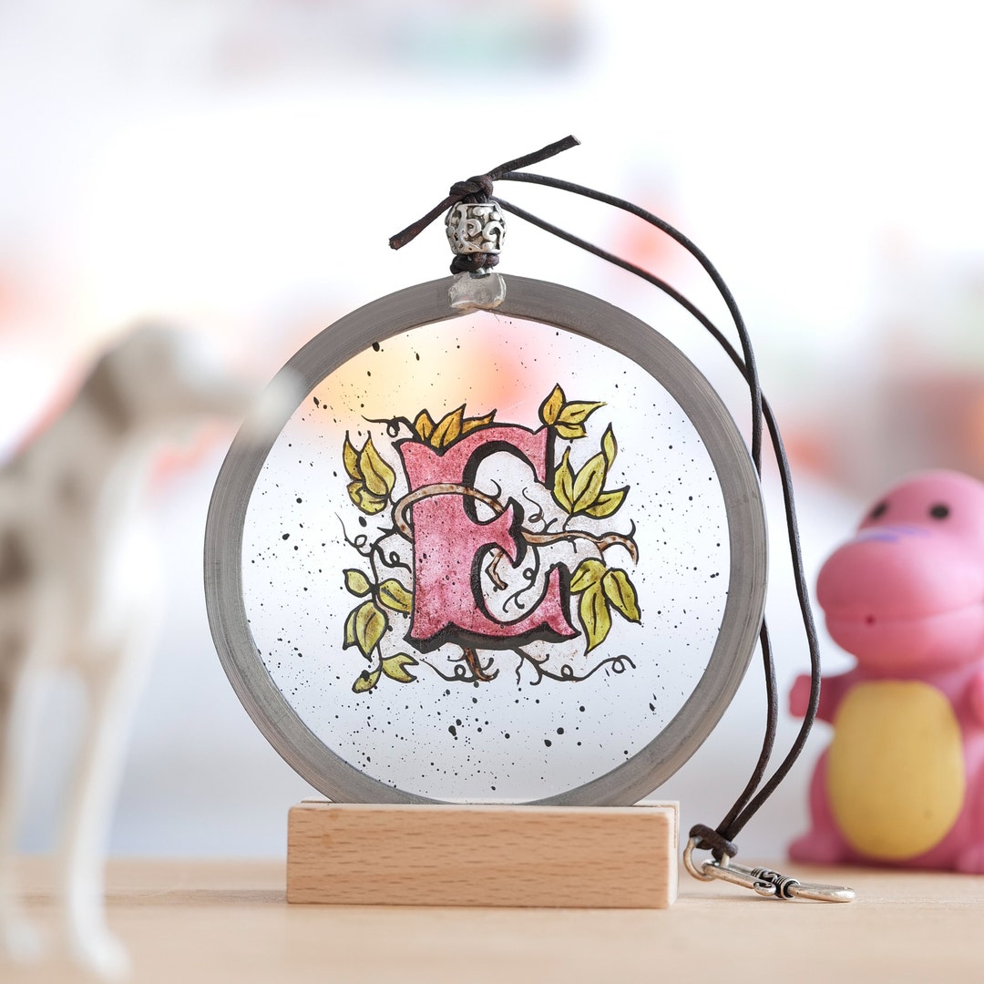 Stained Glass Letter 'E' Panel, Vintage Baby Room Decor, Personalized ...