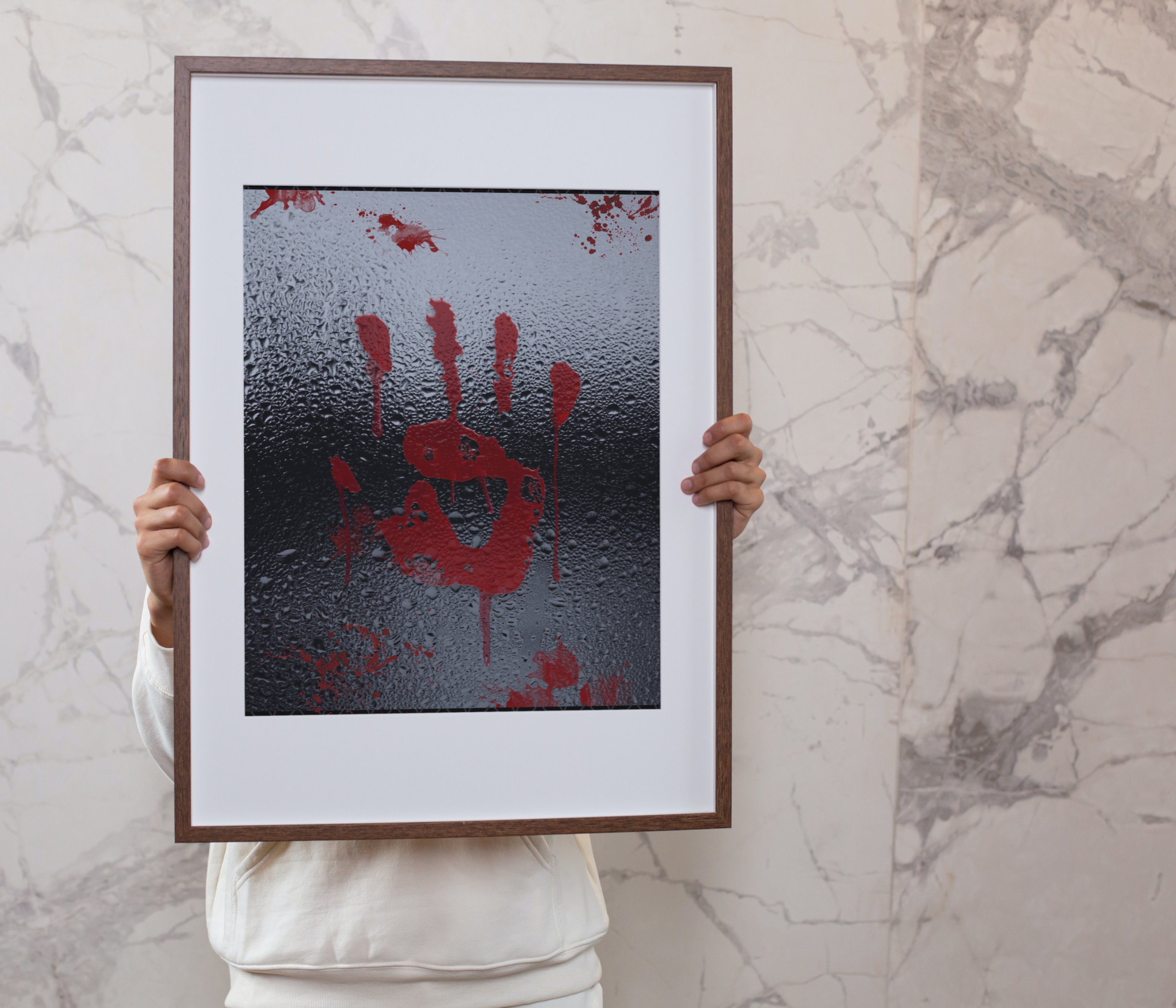 Slasher Movie Wall Art, Bloody Hand Print Art, Halloween Home Decor ...