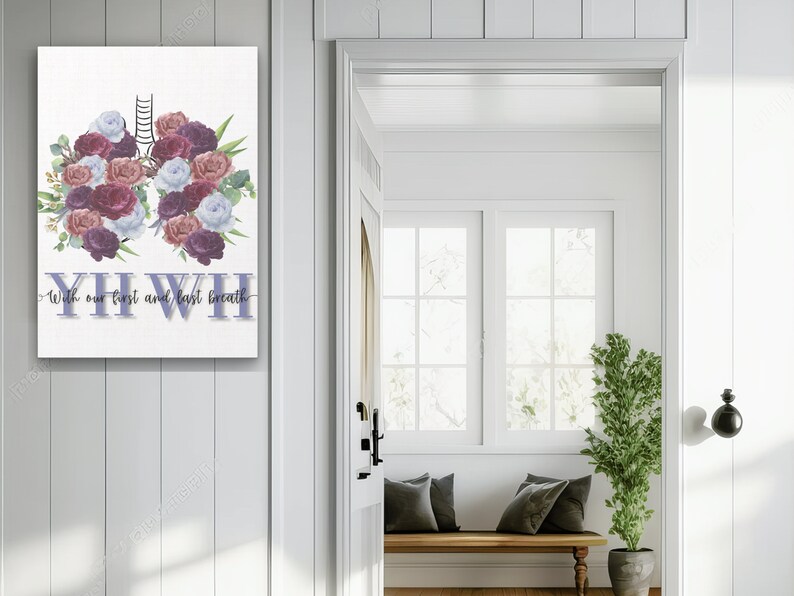 Yahweh Wall Art, Lung and Flowers Digital Print, Christian Home Decor ...