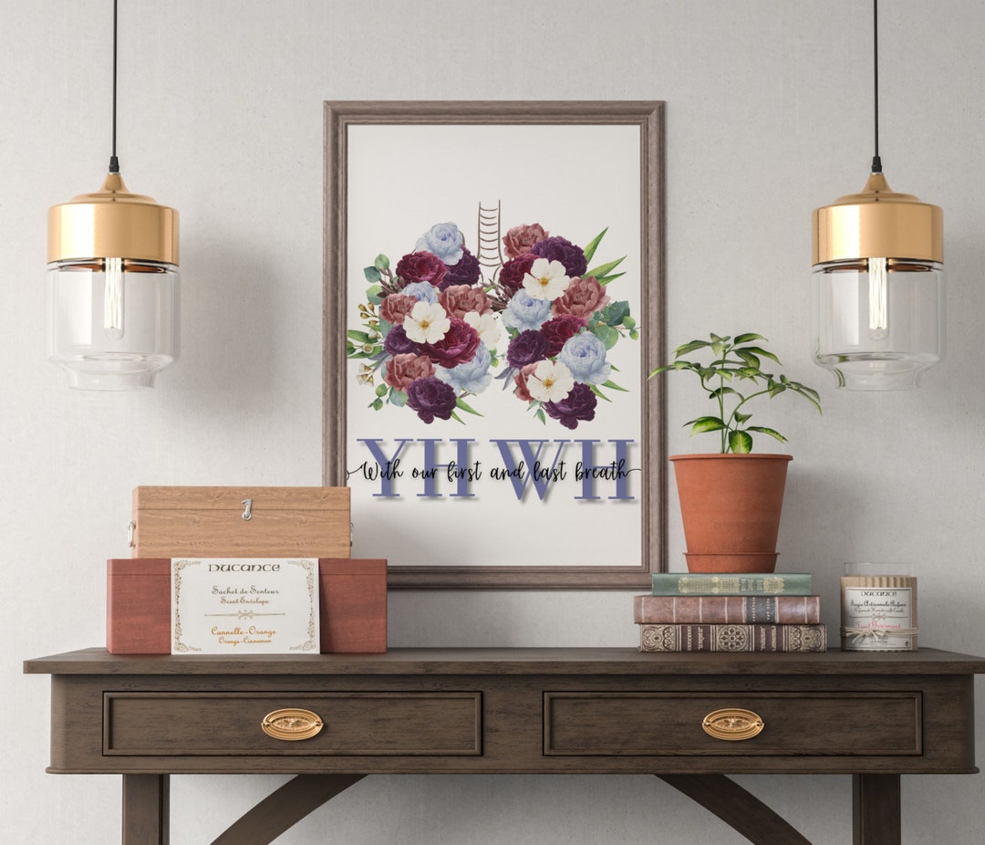 Yahweh Wall Art, Lung and Flowers Digital Print, Christian Home Decor ...