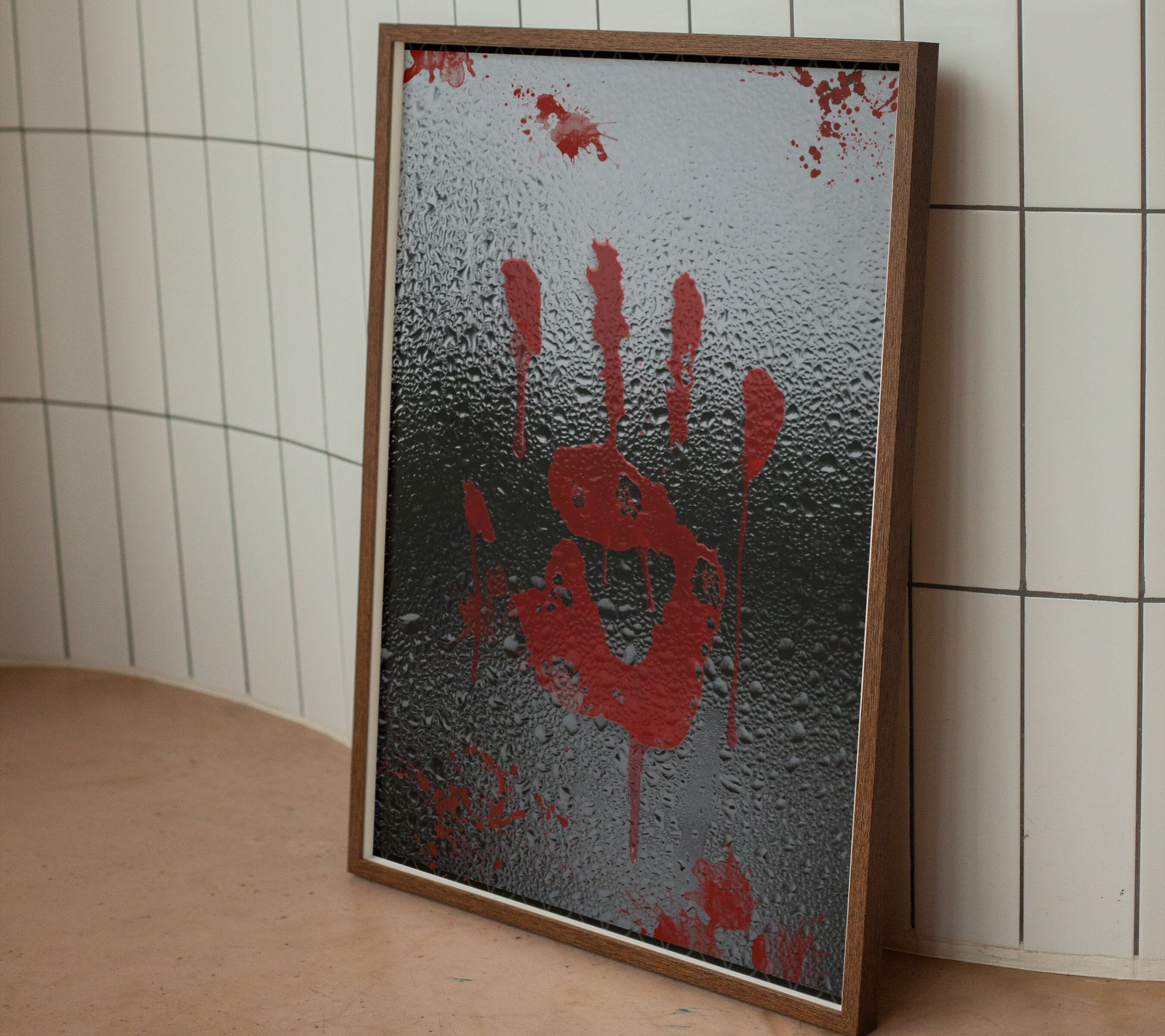 Slasher Movie Wall Art, Bloody Hand Print Art, Halloween Home Decor ...
