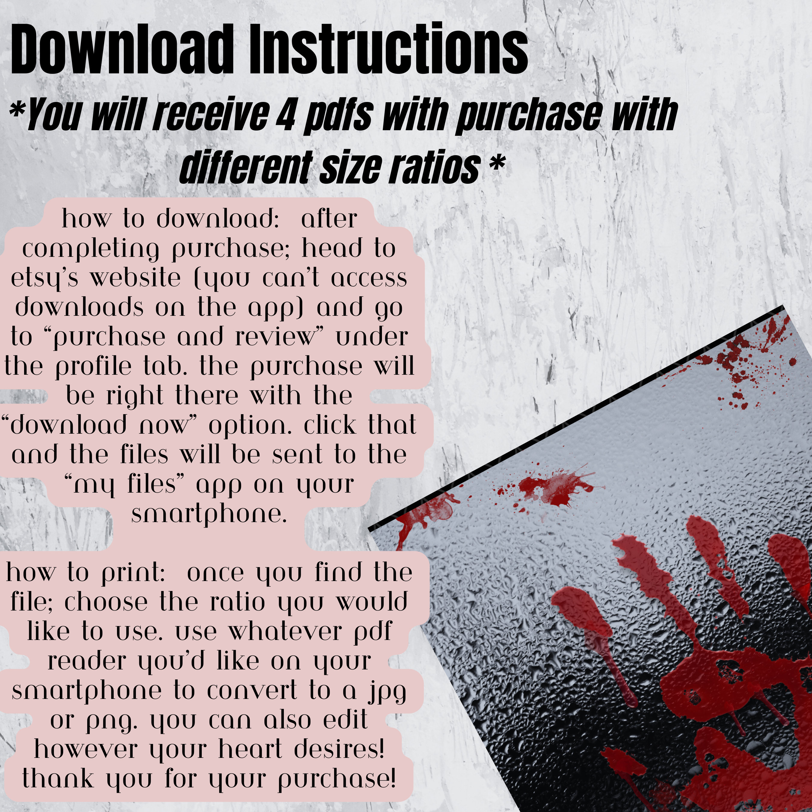 Slasher Movie Wall Art, Bloody Hand Print Art, Halloween Home Decor ...