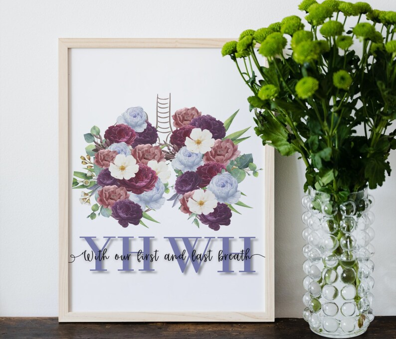 Yahweh Wall Art, Lung and Flowers Digital Print, Christian Home Decor ...