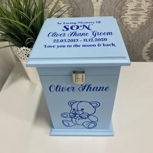 Baby/childs Teddy Tall Ashes Casket/urn/box With Clasp - Memorial Box ...