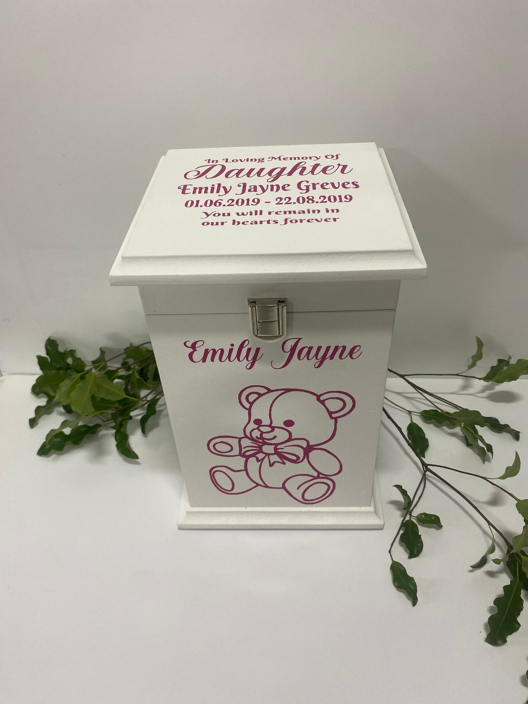 Baby/childs Teddy Tall Ashes Casket/urn/box With Clasp Memorial Box ...