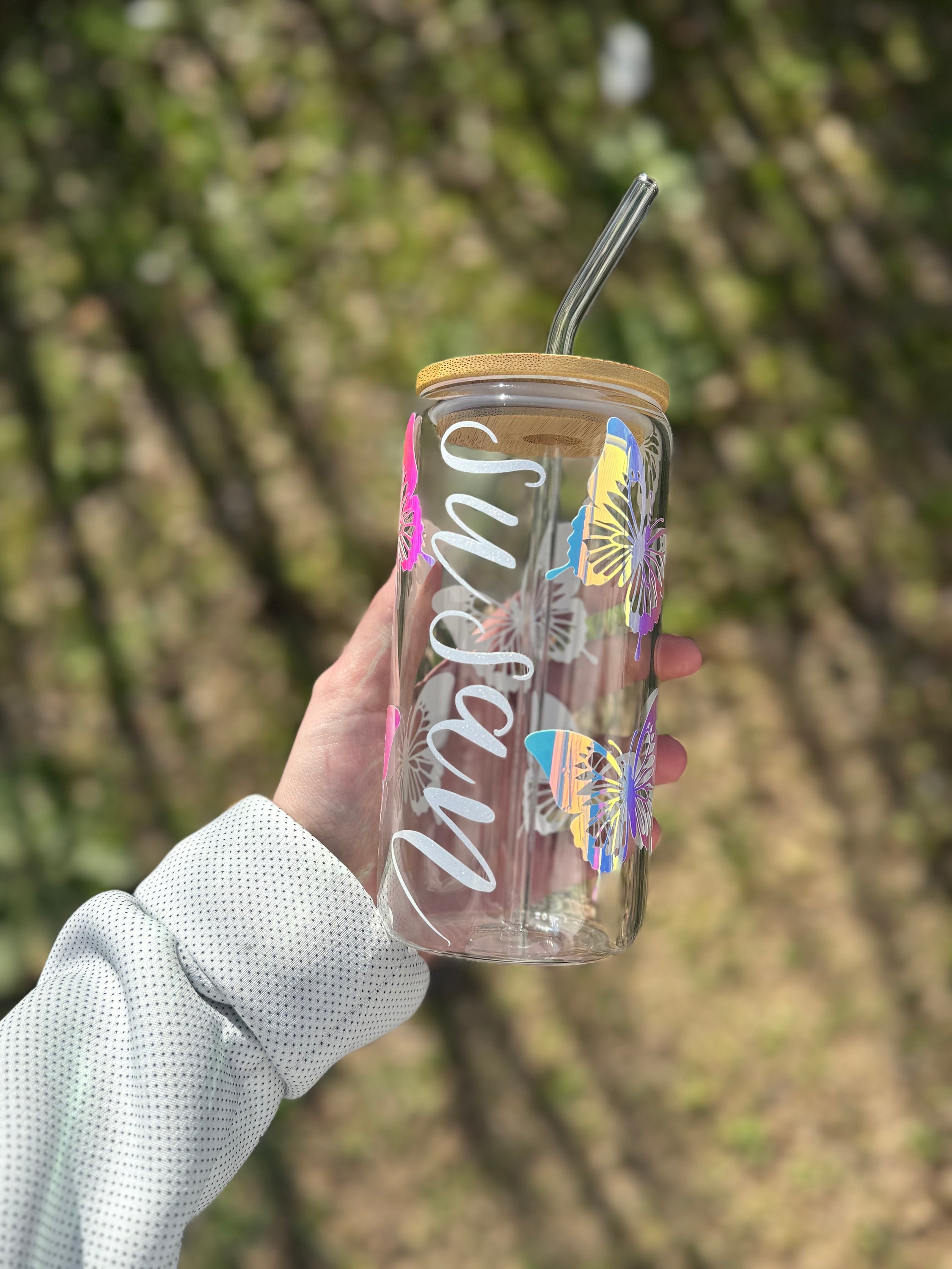 Personalized Holographic Butterfly Glass 16oz Customized Gift Trending ...
