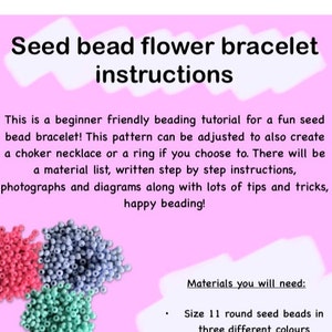 Beaded Bracelet Pattern, PDF Digital Download Seed Bead Flower Bracelet ...