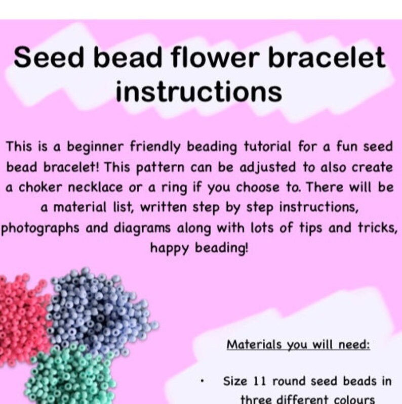 Beaded Bracelet Pattern, PDF Digital Download Seed Bead Flower Bracelet ...