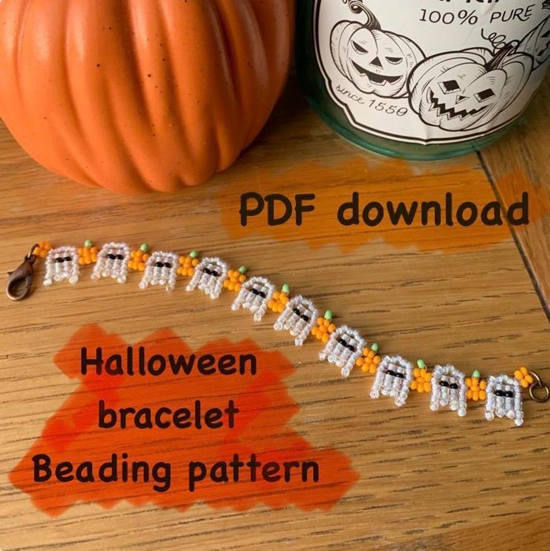 Beaded Halloween Bracelet Pattern, PDF Digital Download Seed Bead Ghost ...