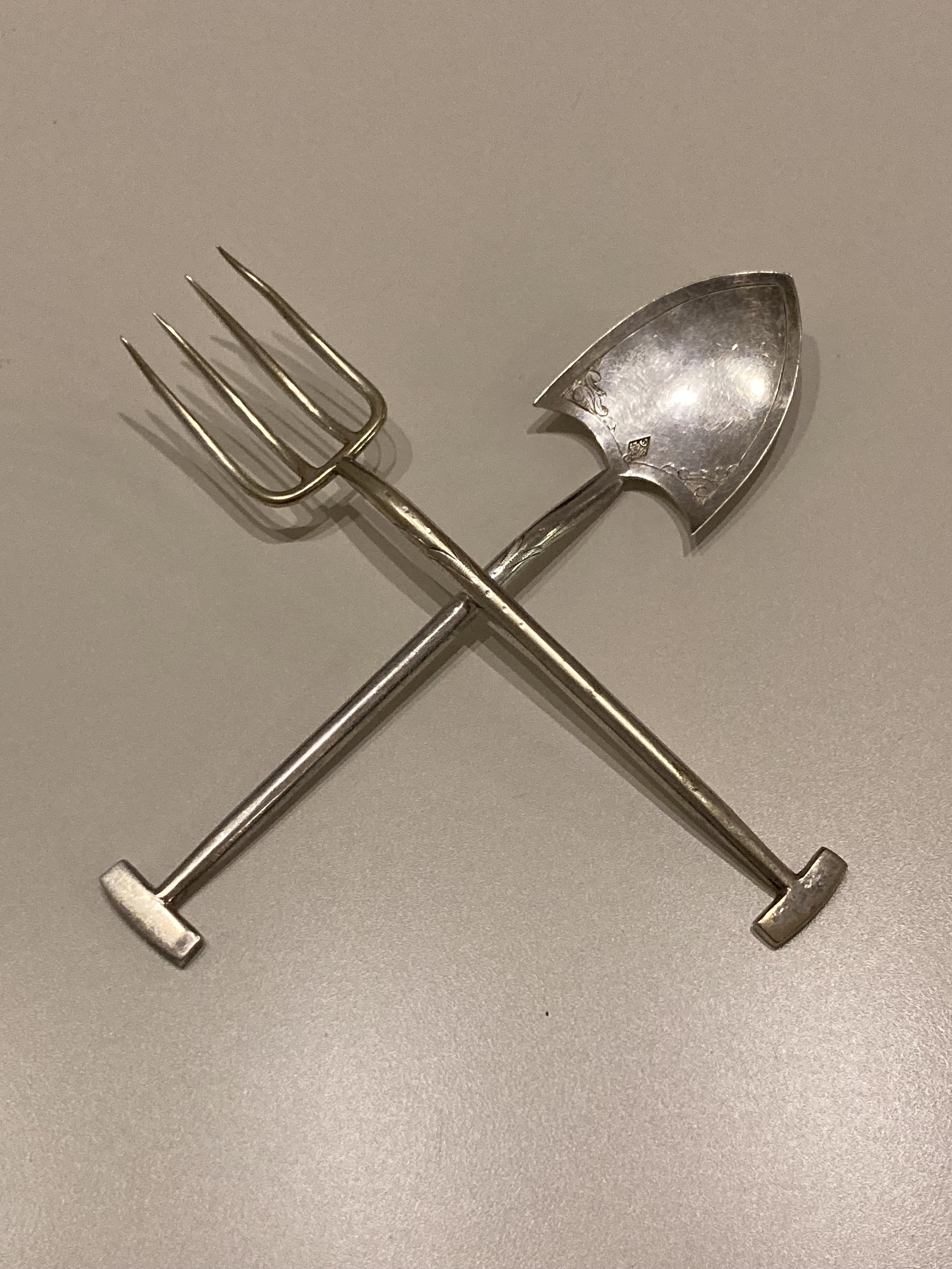 Antique Victorian Silver Plated Shovel Shaped Spoon and Fork - Etsy