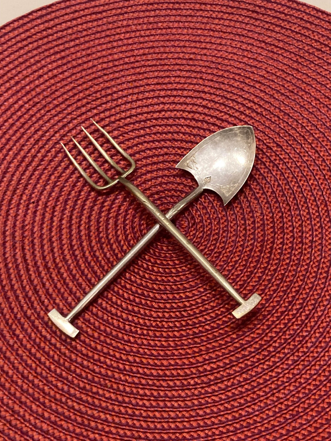 Antique Victorian Silver Plated Shovel Shaped Spoon and Fork Made in ...