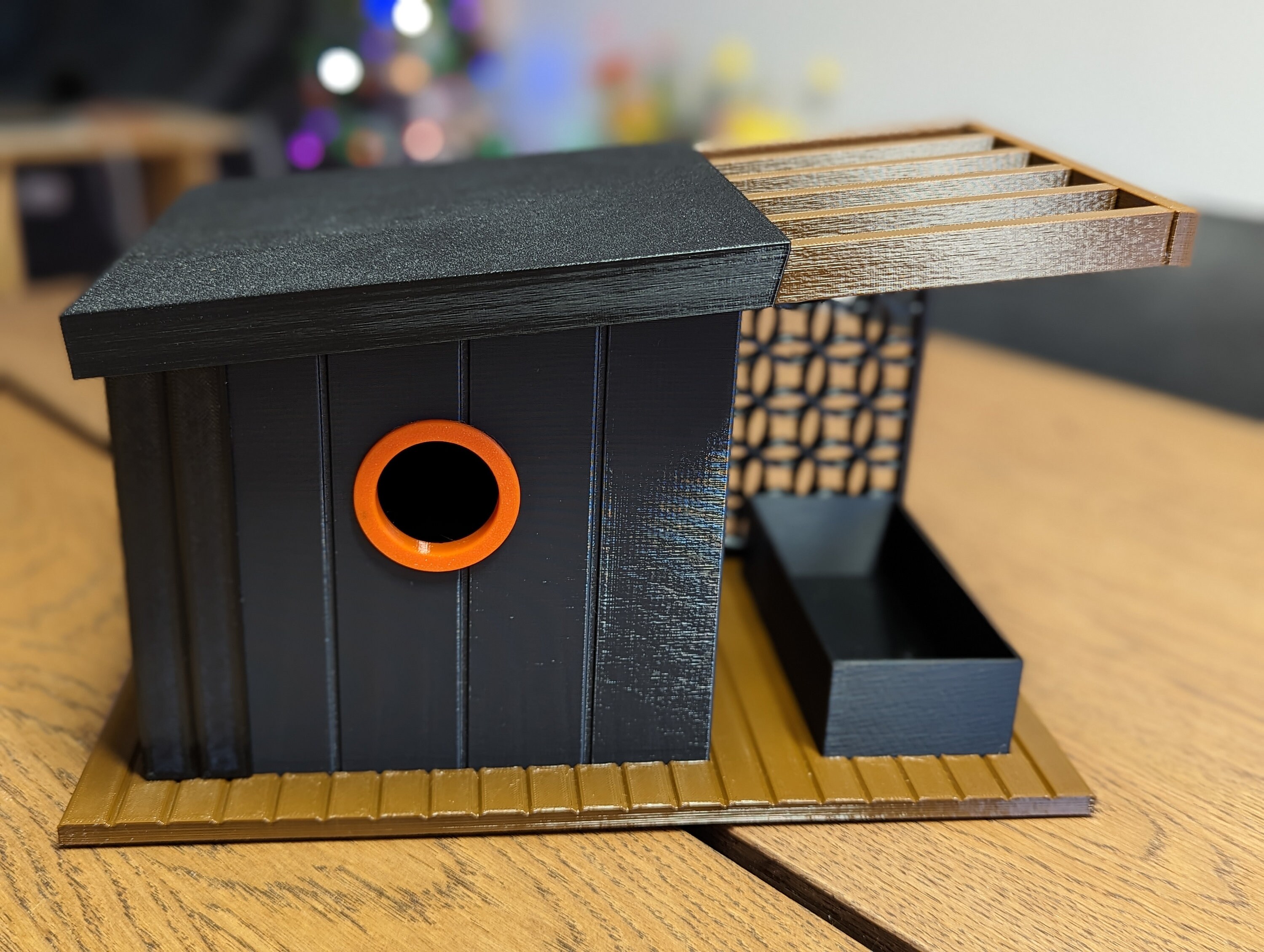Modern Mid-century Birdhouse – Outdoor Decor With Planter Box | Dark ...