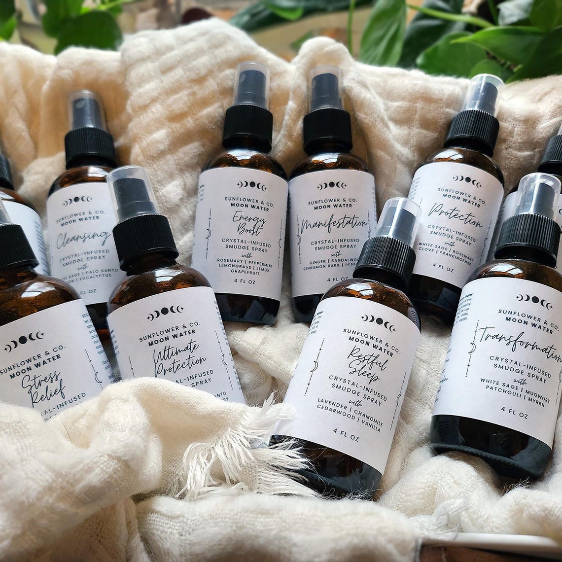 Crystal-charged Cleansing Spray | Moon Water, White Sage & Palo Santo ...
