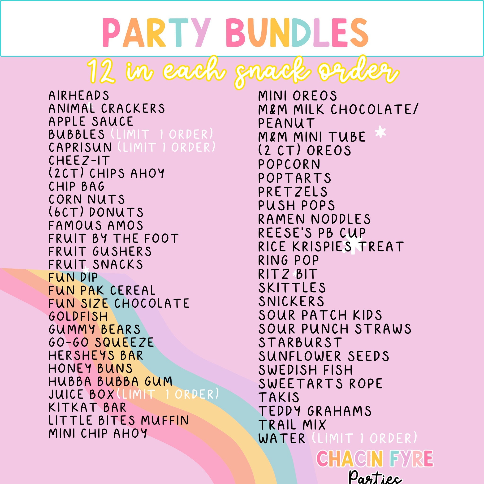 Custom Party Favor Party Favor Bundles Party Snack Bundles Party Treats ...