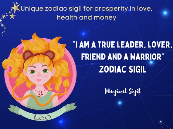Leo Zodiac Sigil Magic Sigil Zodiac Sign Astrological | Etsy